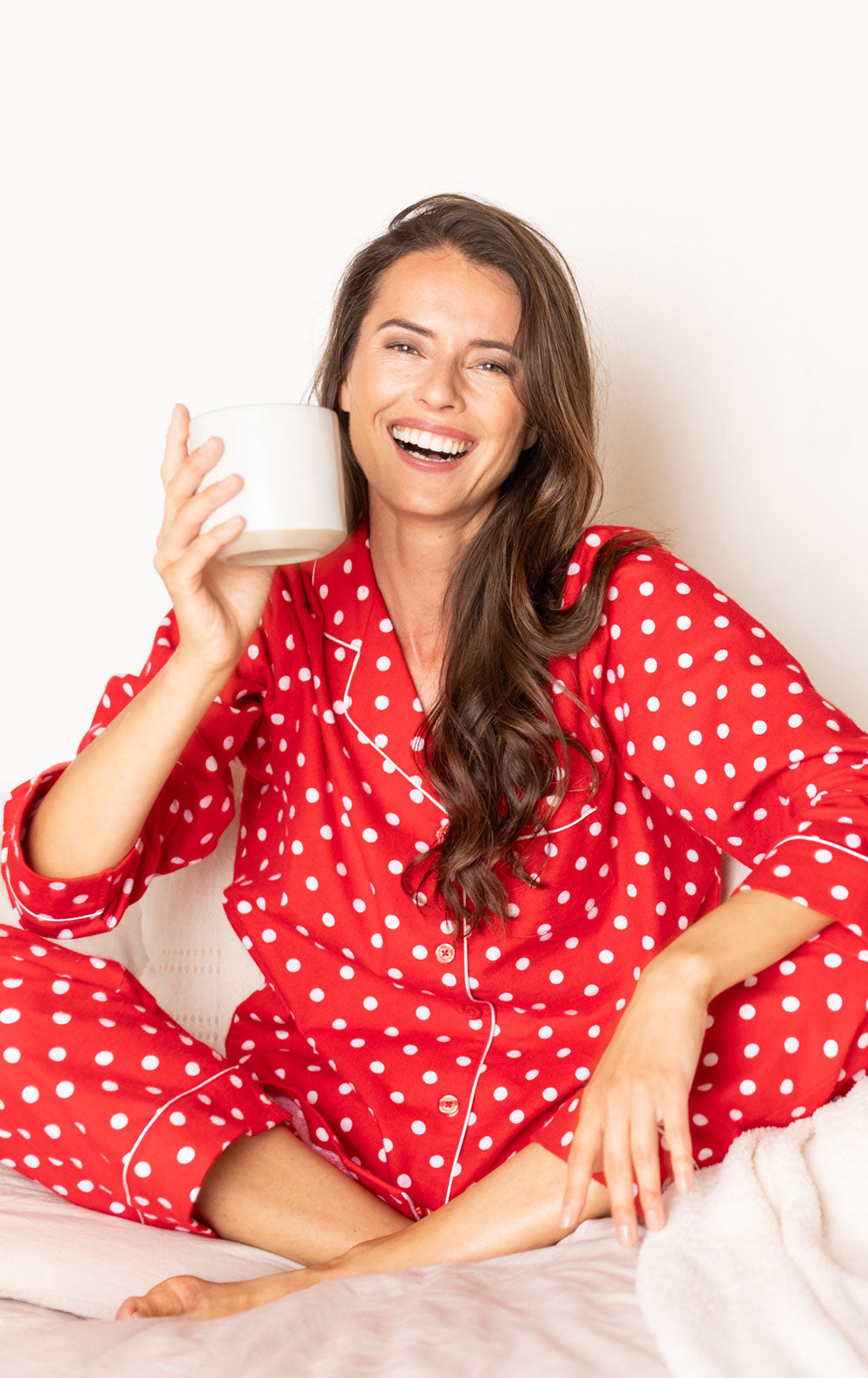 Holi-Dot Button-Front Flannel Pajamas | Pajamagram